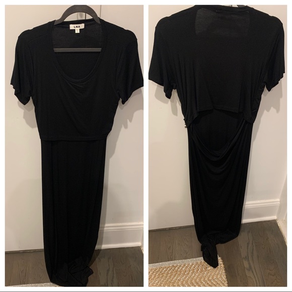 LNA | Dresses | Lna Black Short Sleeve Maxi Dress | Poshmark
